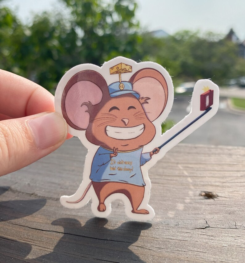 Cheesy Mouse Sticker - Fun and Cute Vinyl Sticker Made Perfect for ...