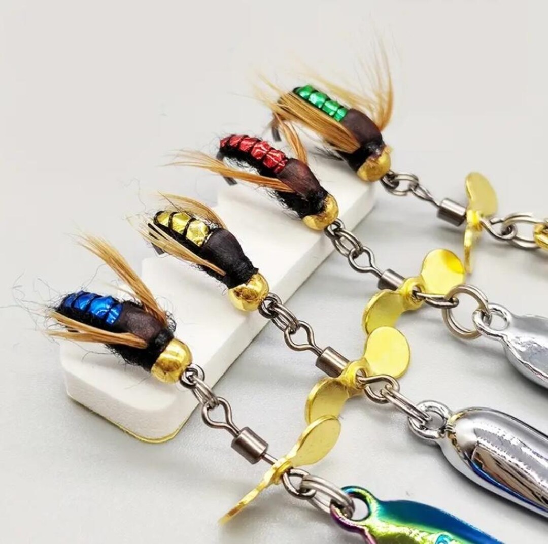 5 Pack Bionic Insect Spinner Bait, Artificial Hard Dry Fishing Lure for ...