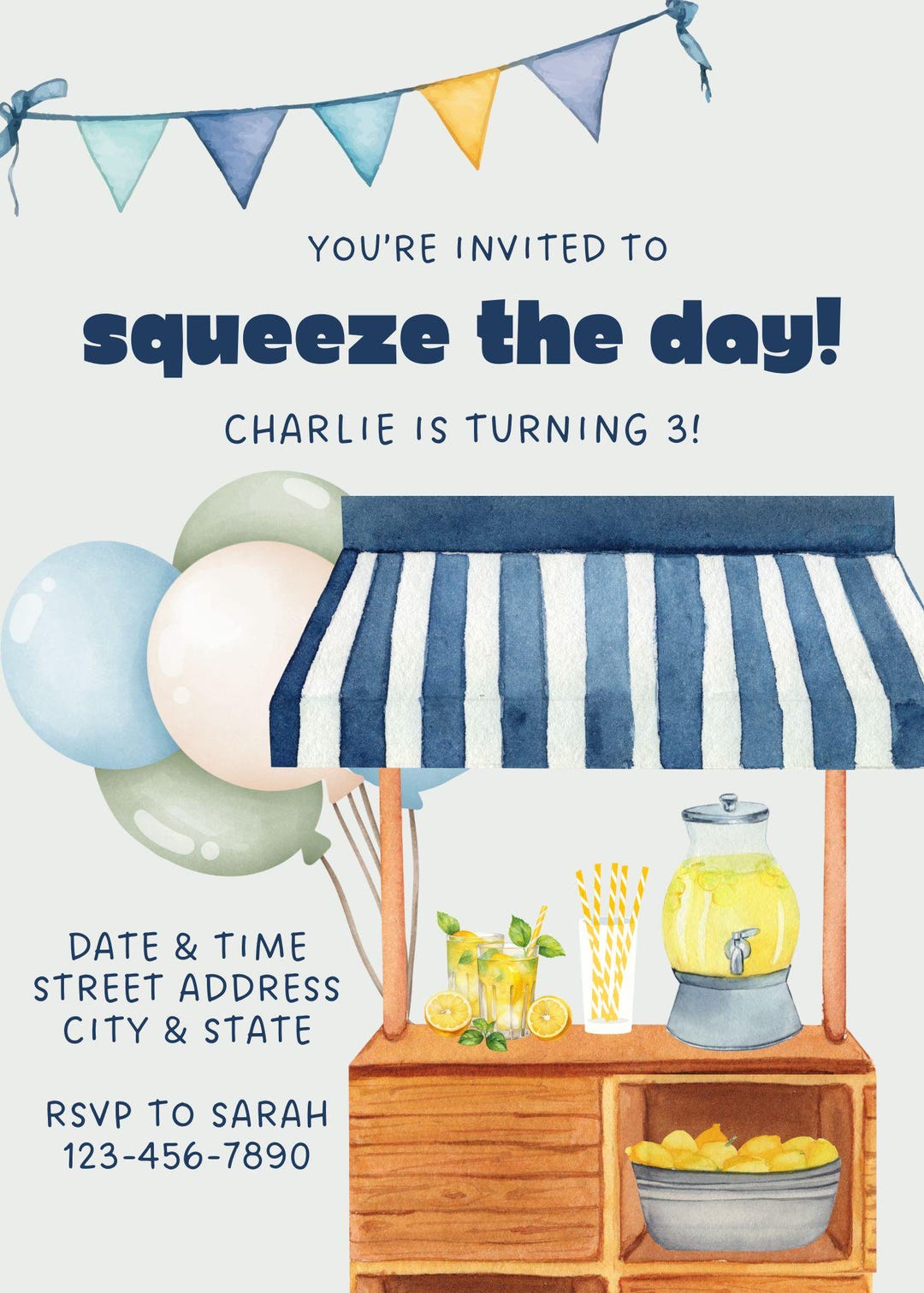 Squeeze the Day! Lemonade Stand Theme Birthday Party Invite - Etsy
