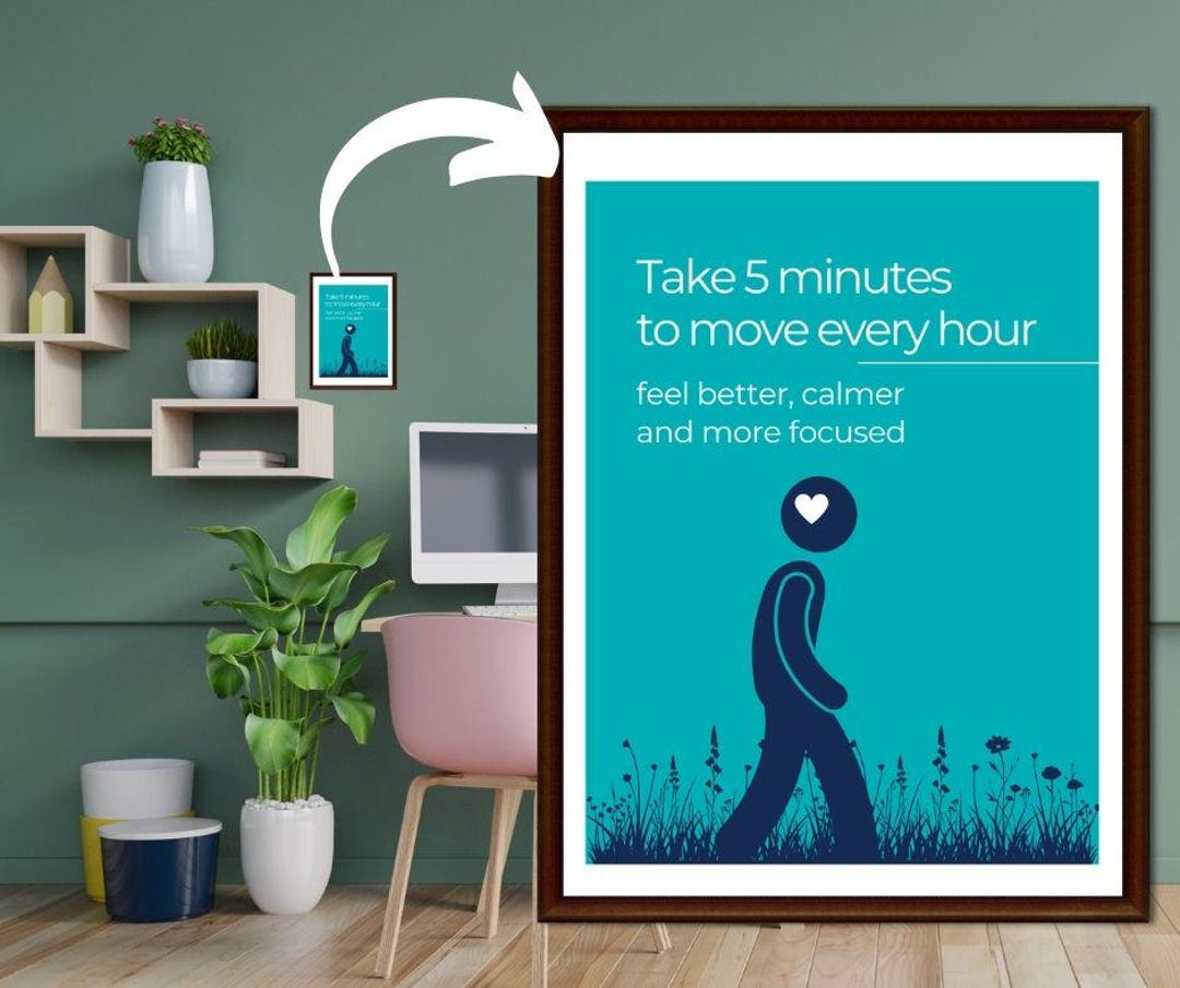 5-minute Movement A4 Poster – Boost Focus and Calm With Hourly Breaks ...