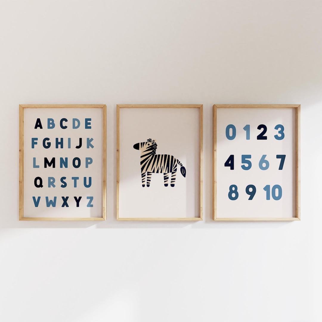 Educational Posters, Kids Alphabet and Number Poster, Nursery Wall Art ...