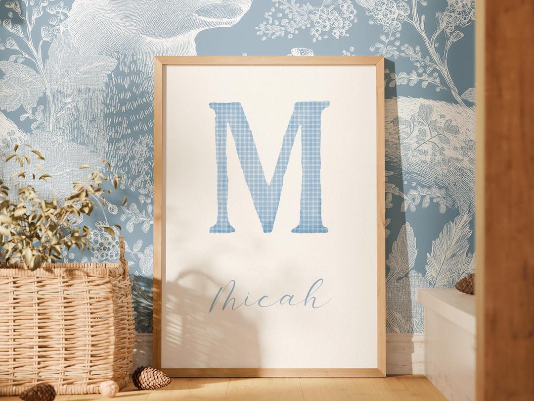 Custom Boy Name Print, Personalized Blue Watercolor Nursery Decor, Boy ...