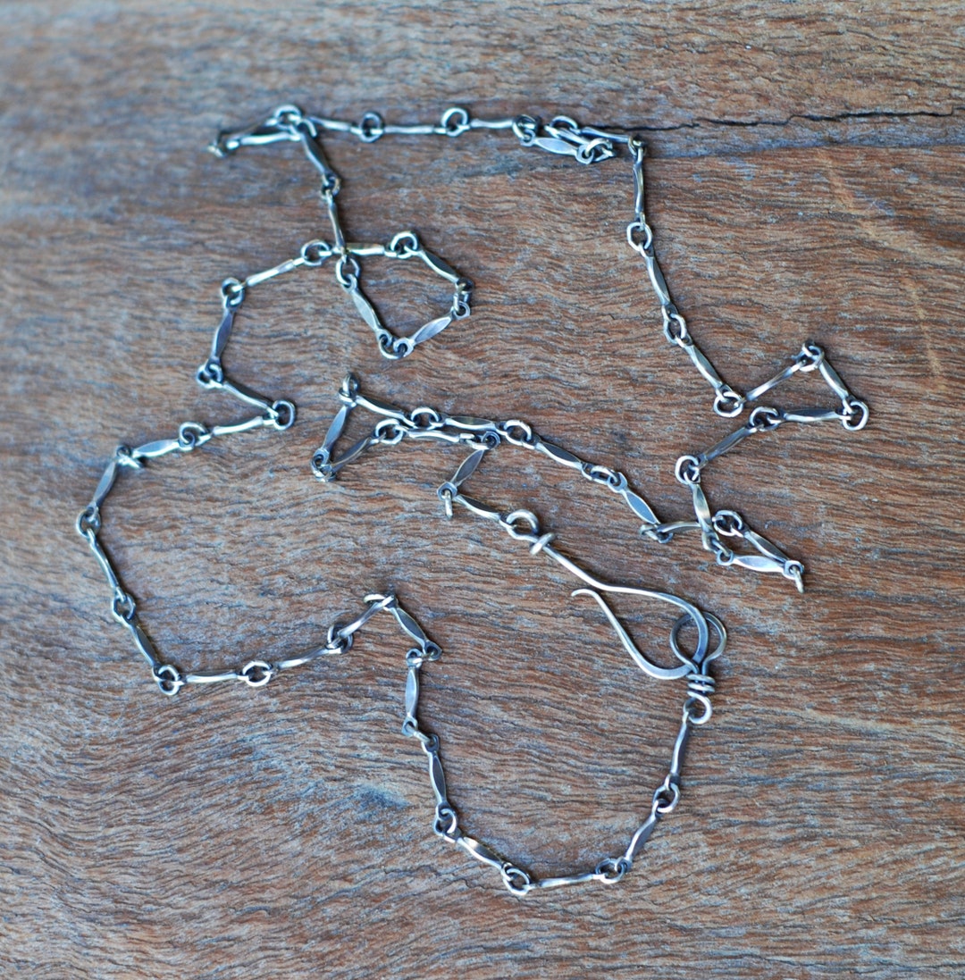 Sterling Silver Fancy Bar and Link Chain With Handmade Hook 20 Inch - Etsy