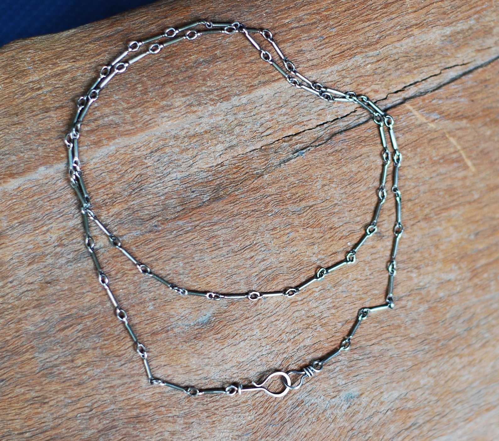 Sterling Silver Bar and Link Chain With Handmade Hook 20 Inch - Etsy