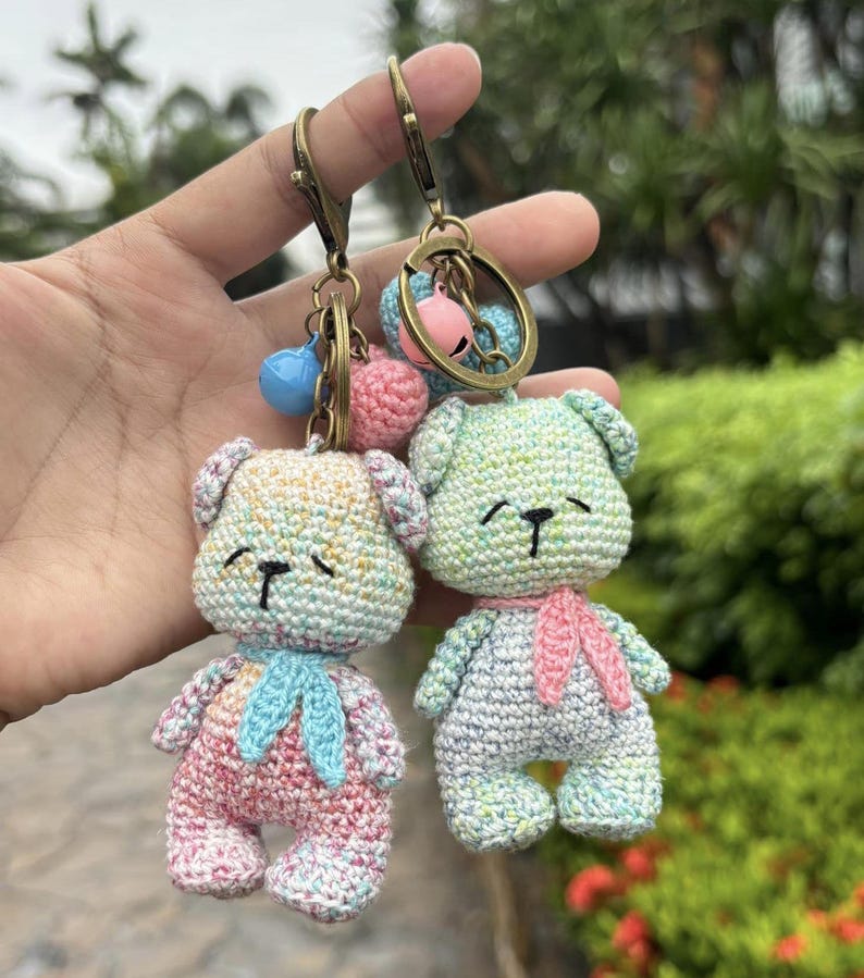 Handmade Bear Crochet, Crochet Bear Keychain, Mini Bear Plushie ...