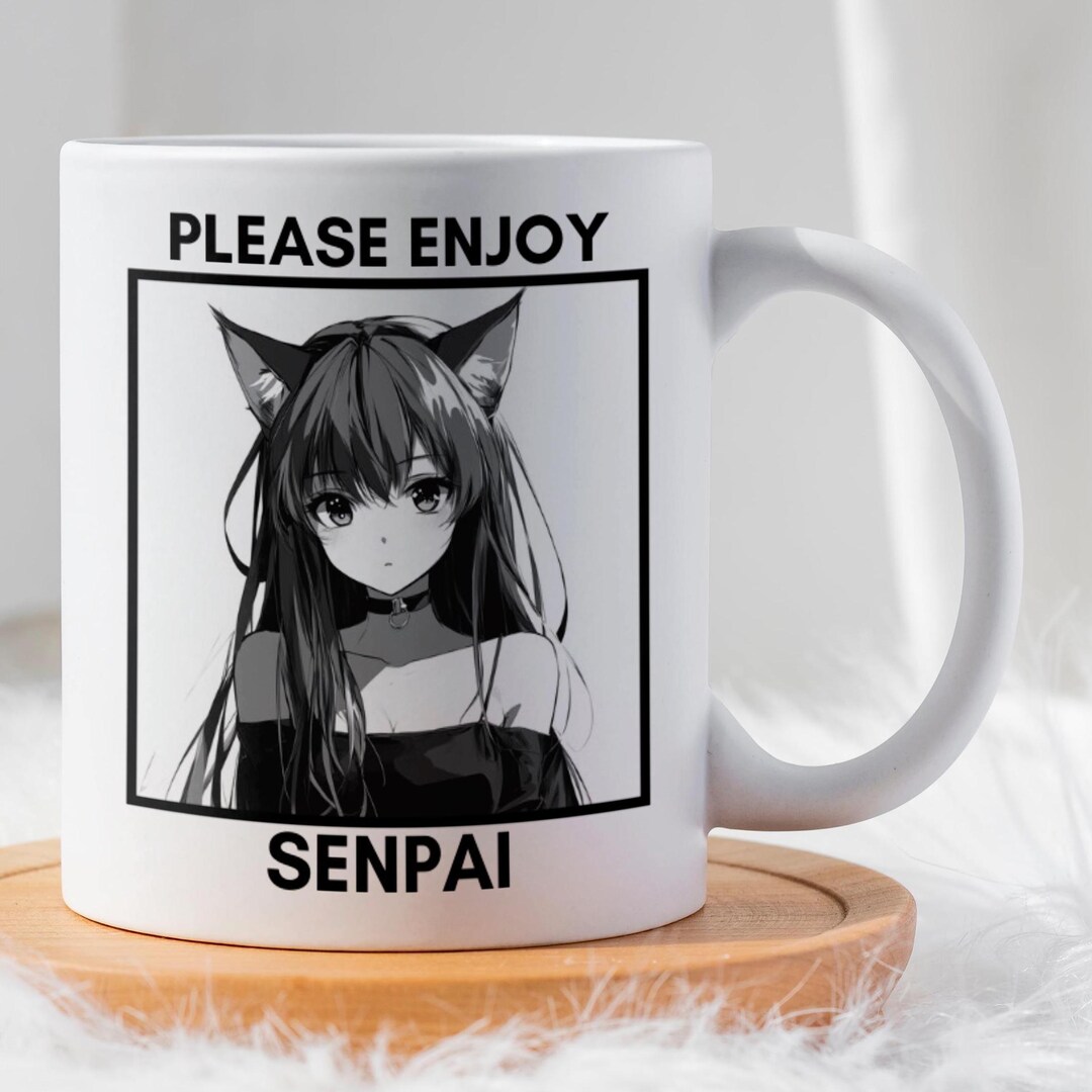 Please Enjoy Senpai, Anime Mug, Anime Coffee Cup, Anime Lover Gift ...