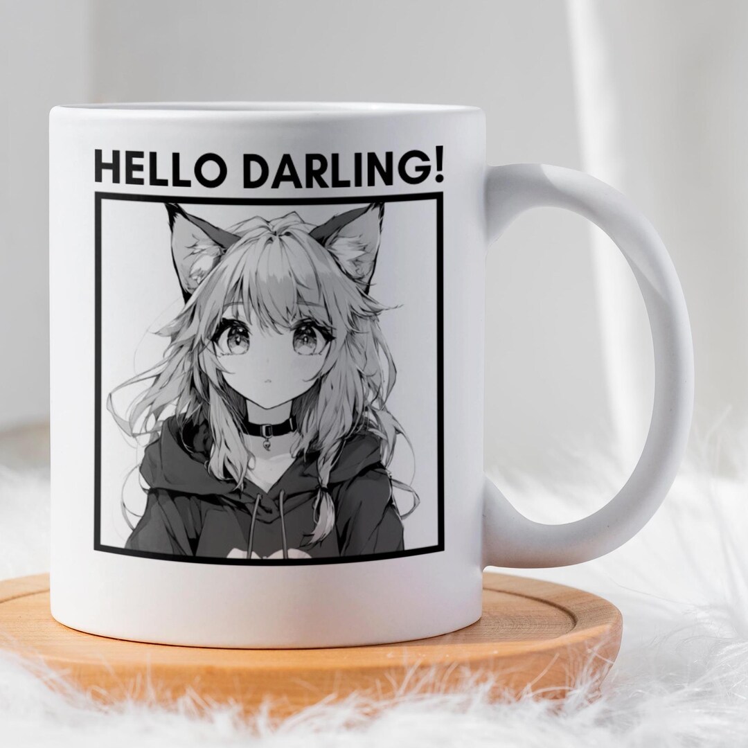 Hello Darling, Anime Mug, Anime Coffee Cup, Anime Lover Gift, Funny ...
