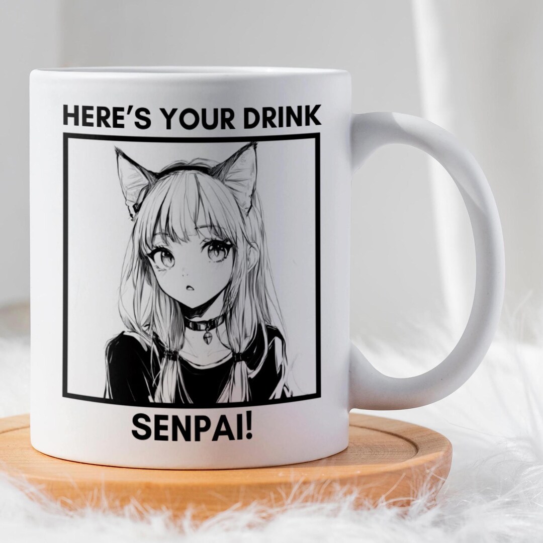 Here's Your Drink Senpai, Anime Mug, Anime Coffee Cup, Anime Lover Gift ...