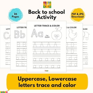 Practice, Trace and Color Uppercase, Lowercase Letters Worksheets for ...
