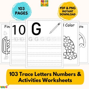 103 Pre-k Tracing Worksheets Toddler Learning Activity Pack, Printable ...