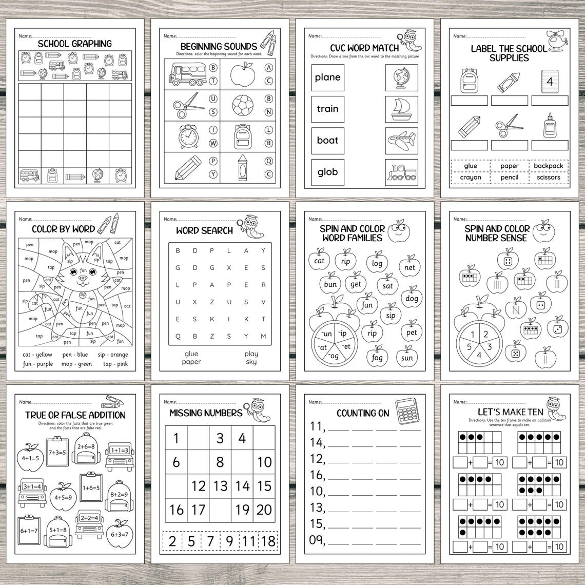 1st Grade Math & Literacy Worksheets Bundle (25 Pages) | Printable ...