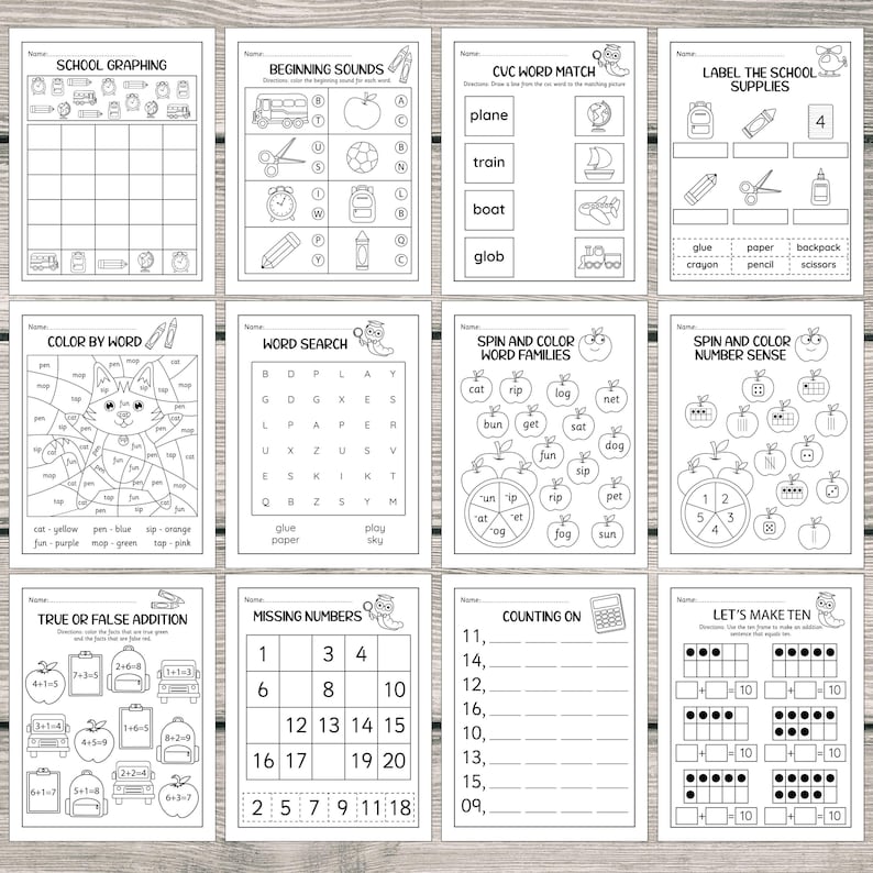 1st Grade Math & Literacy Worksheets Bundle (25 Pages) | Printable ...
