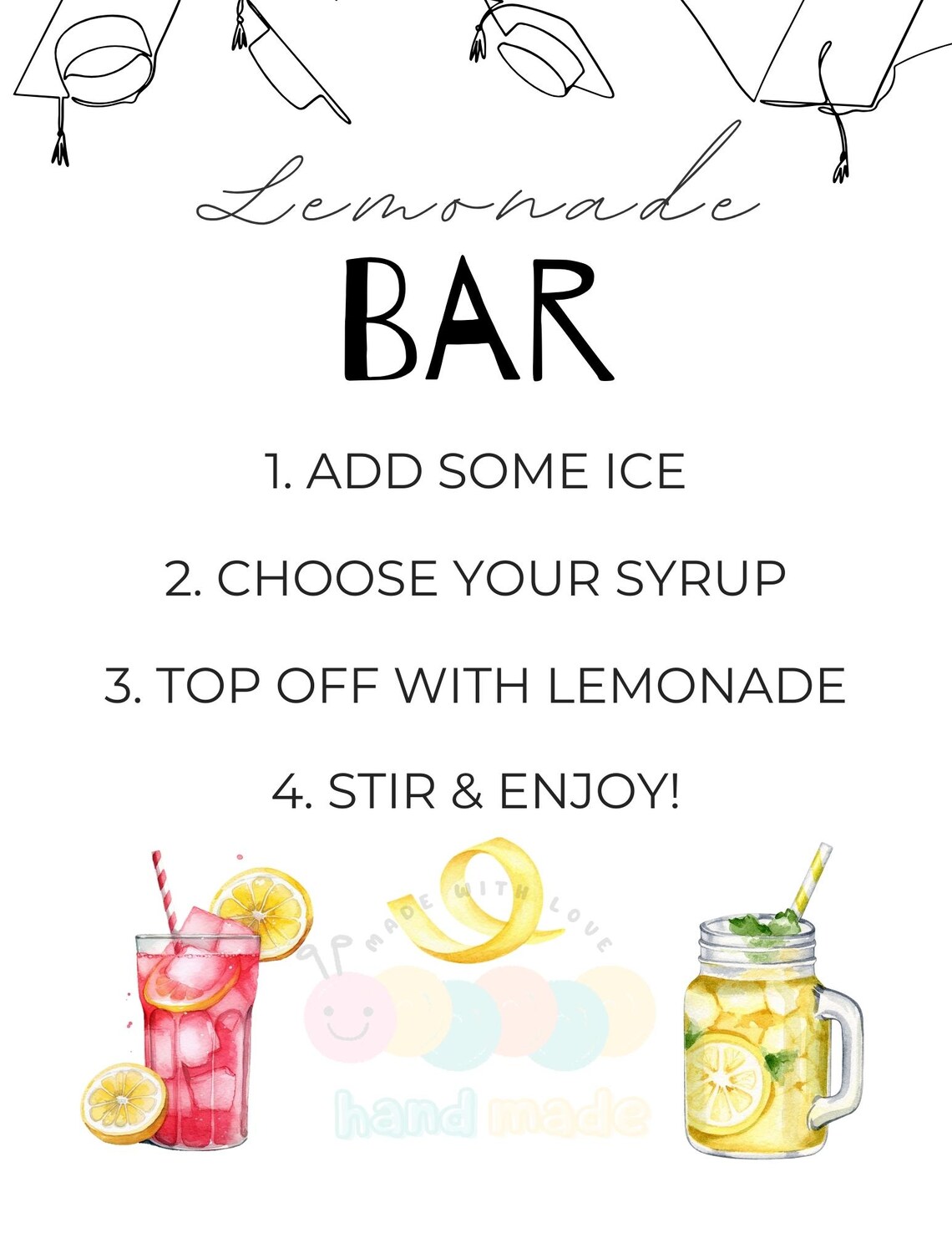 Graduation Lemonade Bar Sign – Personalized Party Decor, Printable ...