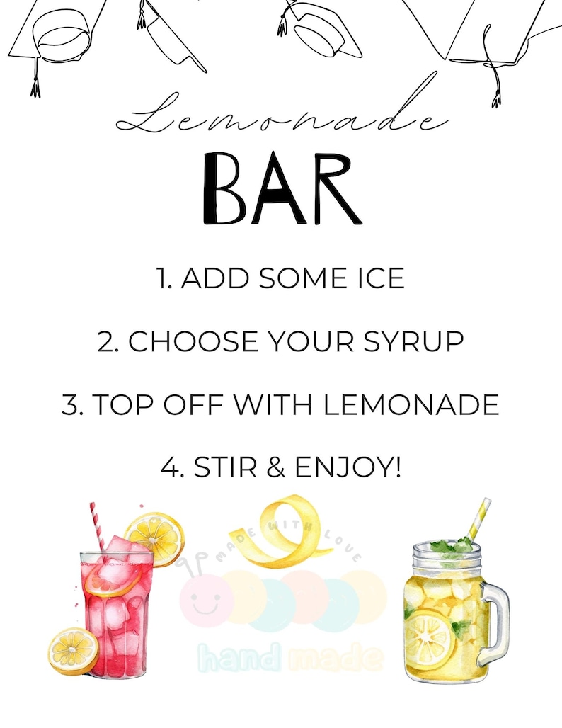 Graduation Lemonade Bar Sign – Personalized Party Decor, Printable ...