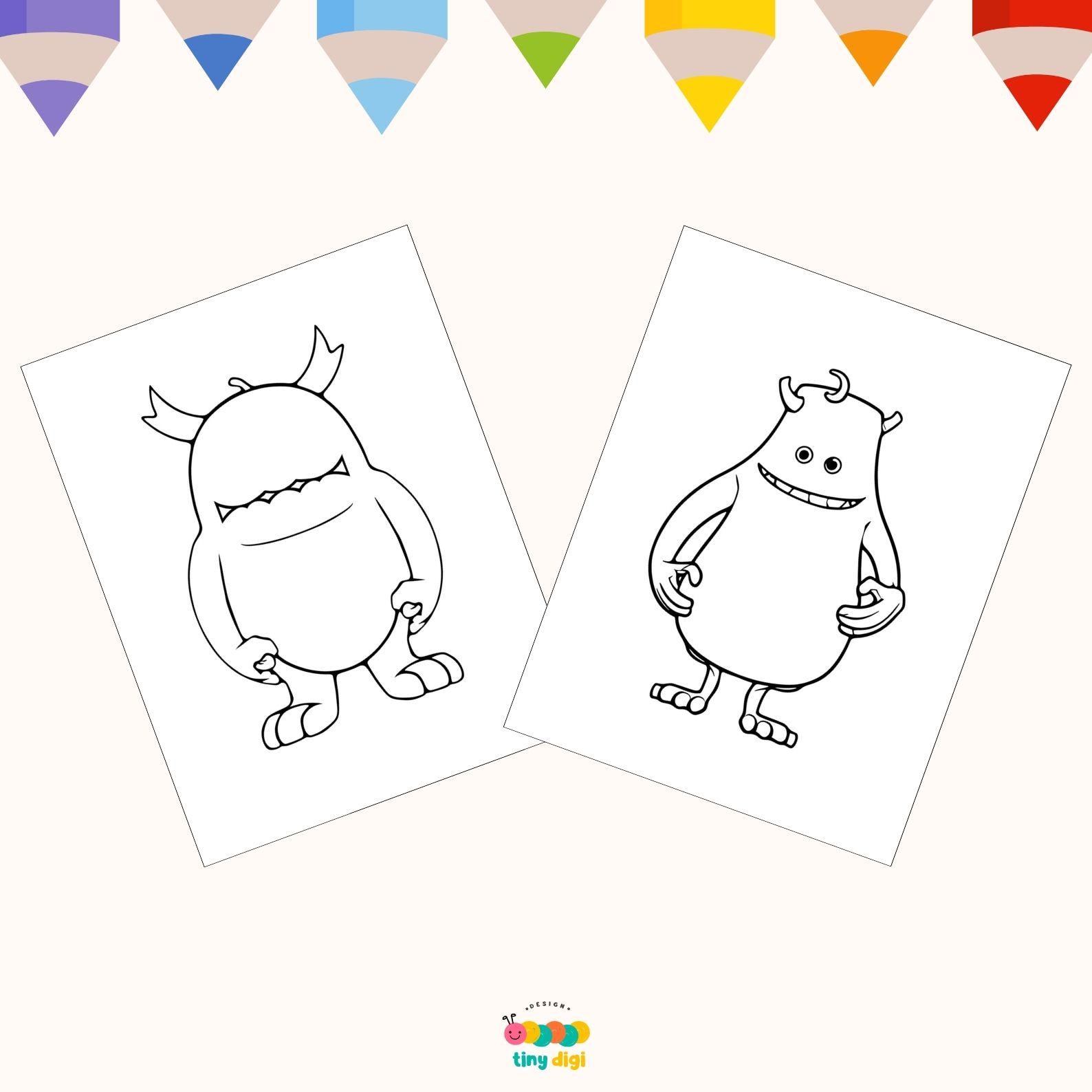 Monster Coloring Book Cute Monster Coloring Pages for Kids, Fuzzy ...