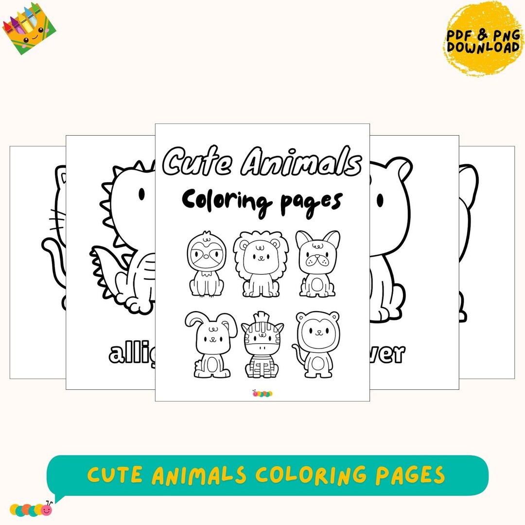 Animals Theme Alphabet Coloring Pages, 26 Printable Alphabets Cute ...