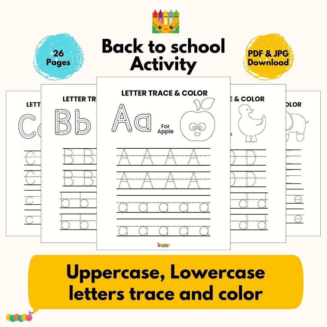 Practice, Trace and Color Uppercase, Lowercase Letters Worksheets for ...