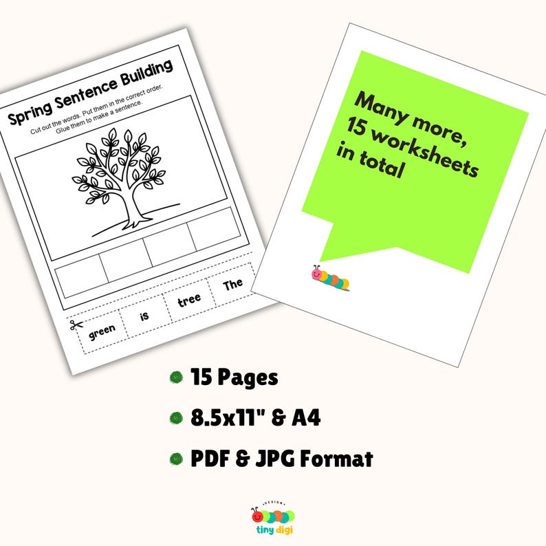 Spring Sentence Building Worksheets | 1st, 2nd Grade Literacy Center ...