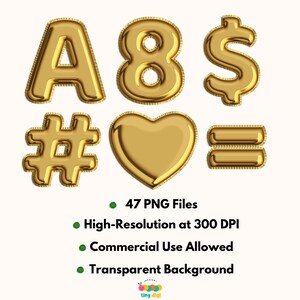 Gold Foil Balloon Alphabet Cliparts, Number, Symbol Clip Art, 47 PNG ...