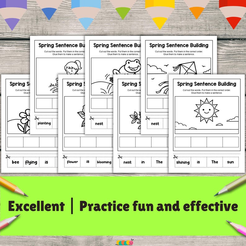 Spring Sentence Building Worksheets | 1st, 2nd Grade Literacy Center ...
