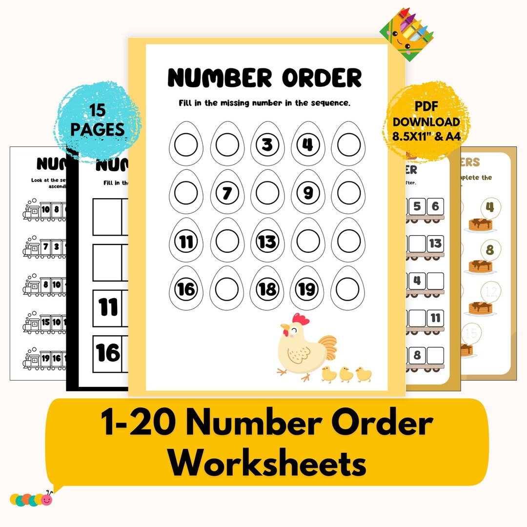 Number Worksheets | 1-20 Number Ordering | Fun Printable for Kids | 15 ...