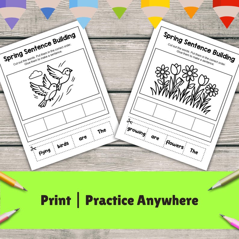 Spring Sentence Building Worksheets | 1st, 2nd Grade Literacy Center ...