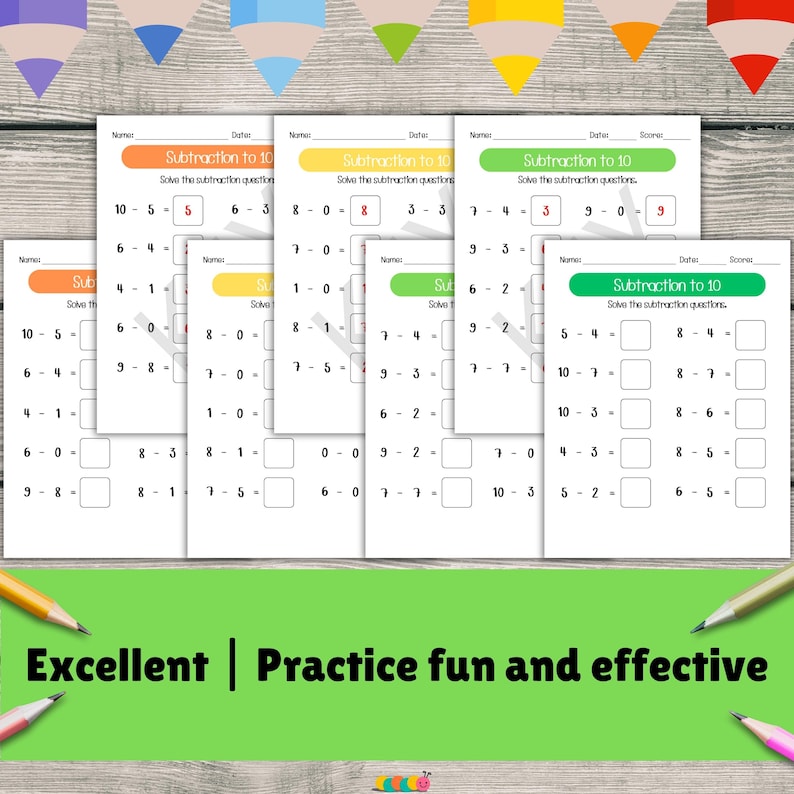 Subtraction Worksheets to 10 | Printable Math Practice for Preschool ...