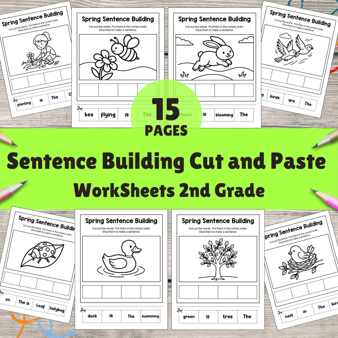 Spring Sentence Building Worksheets | 1st, 2nd Grade Literacy Center ...