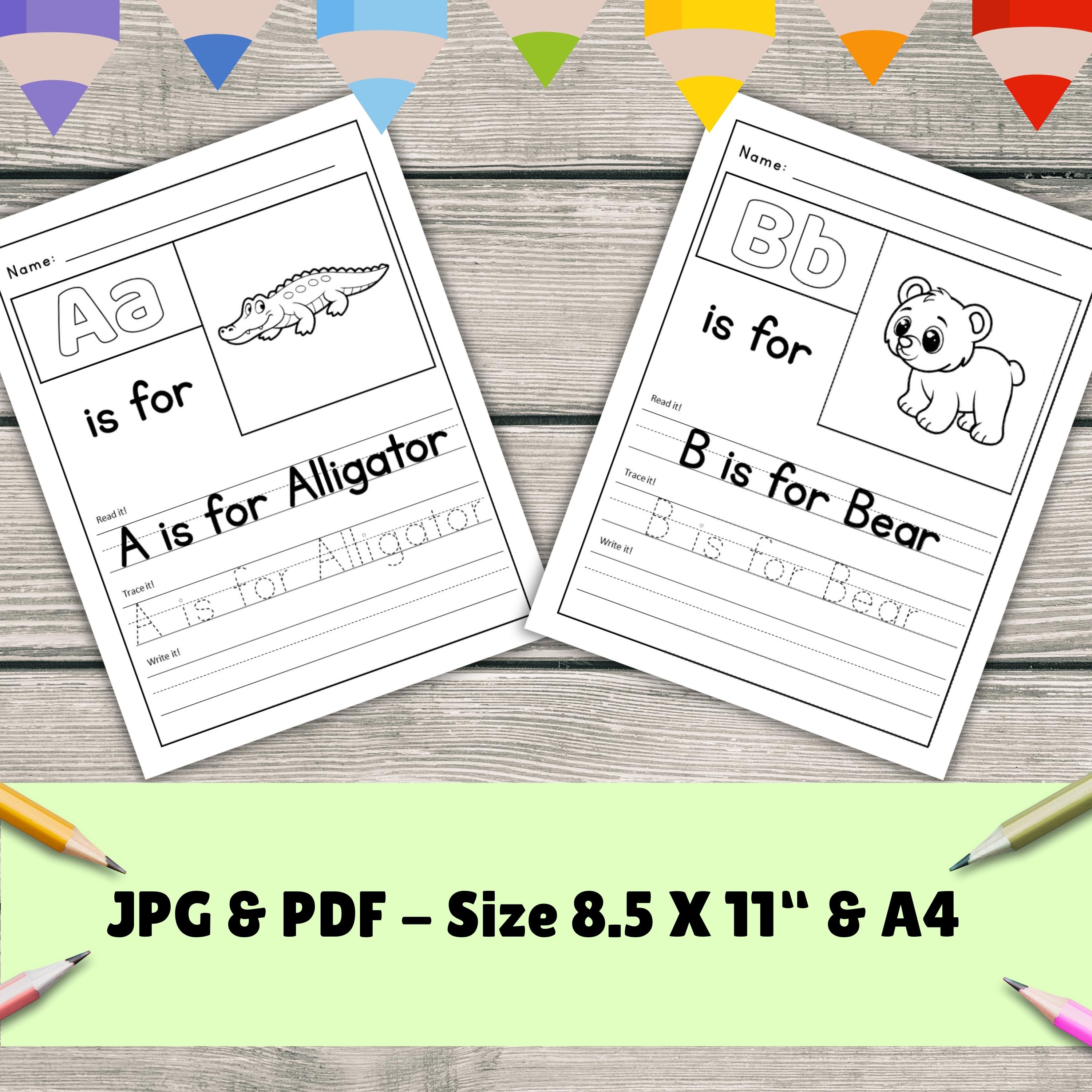 Alphabet Letter Tracing Worksheets | Zoo Animal Handwriting Practice ...