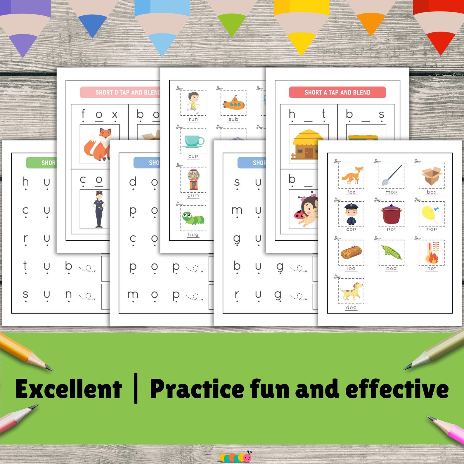 Kindergarten CVC Word Worksheets - 20 Pages | Short Vowel Sounds Bundle ...