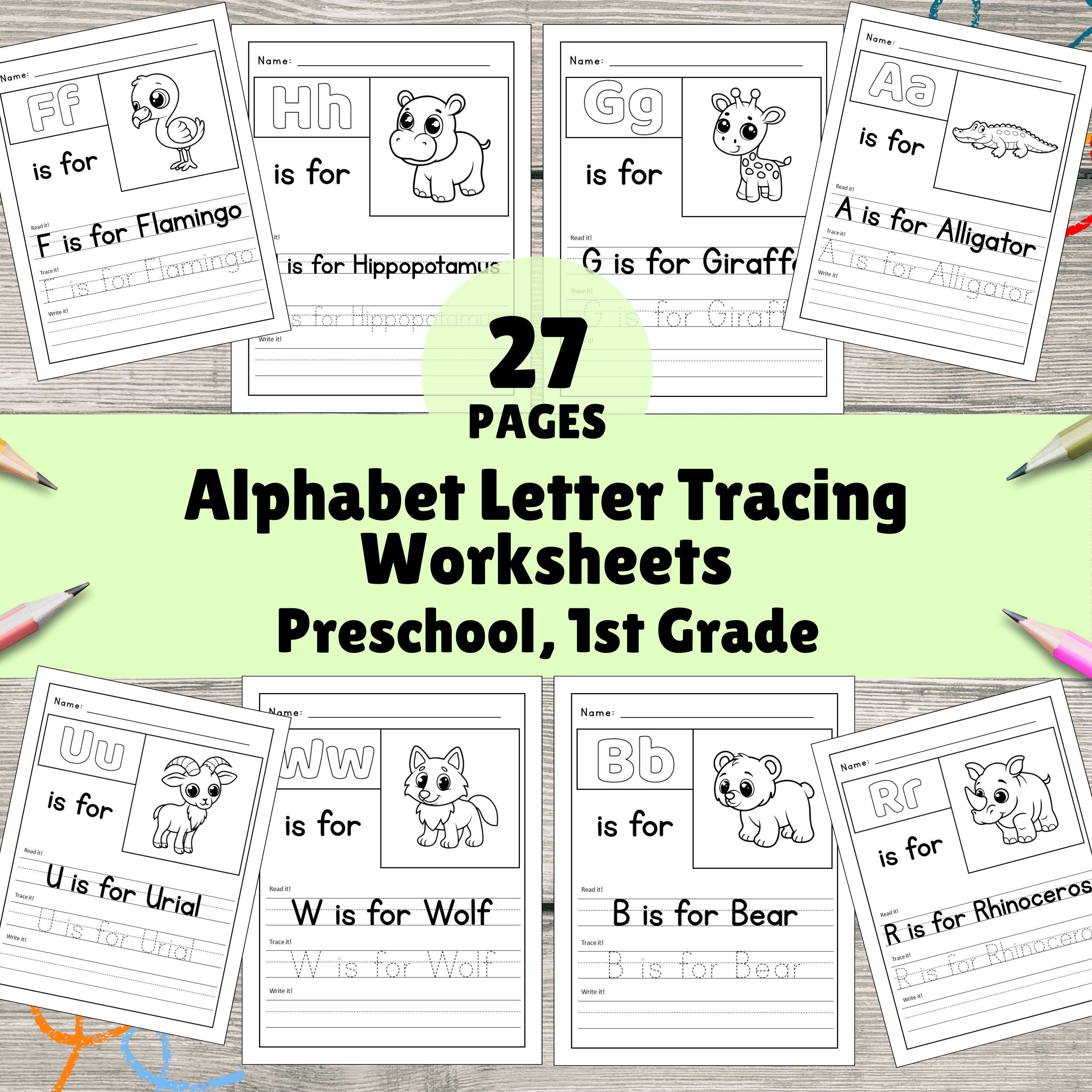 Alphabet Letter Tracing Worksheets | Zoo Animal Handwriting Practice ...