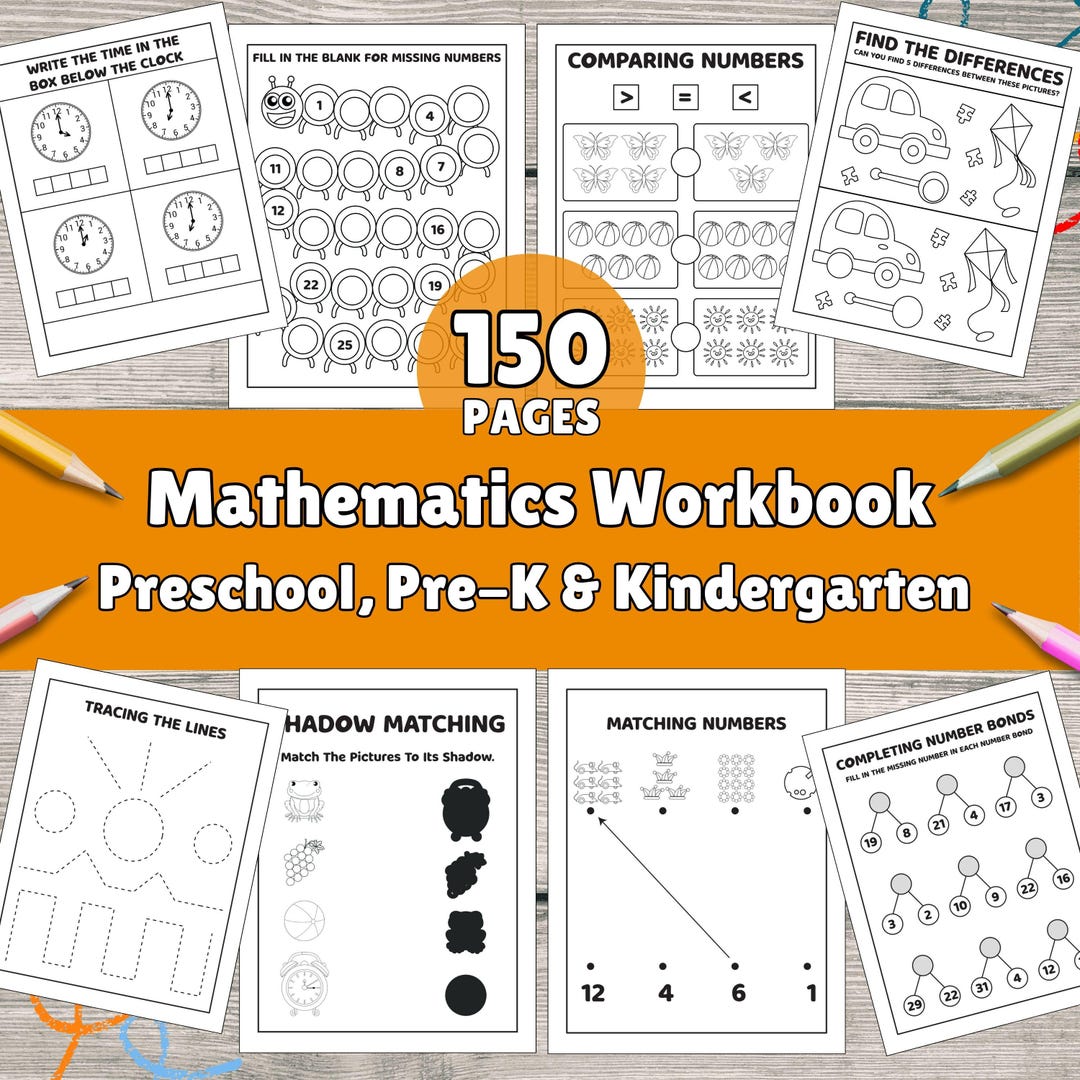 Mega Preschool Math Workbook, 150 Printable Pages, Pre-k Learning ...