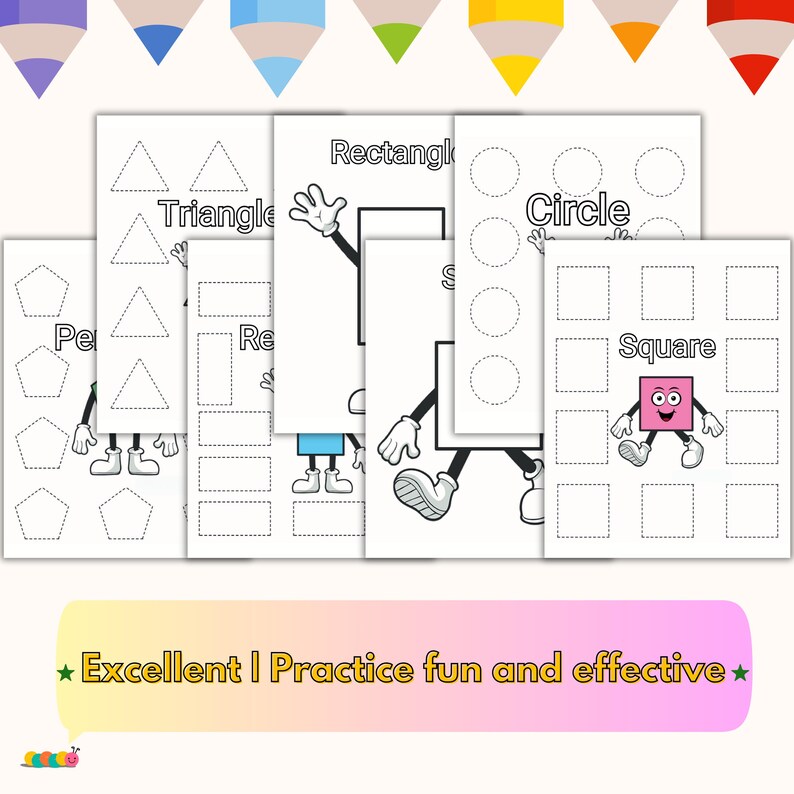 16 Printable Shapes Tracing Pages and Coloring Pages Worksheets for ...