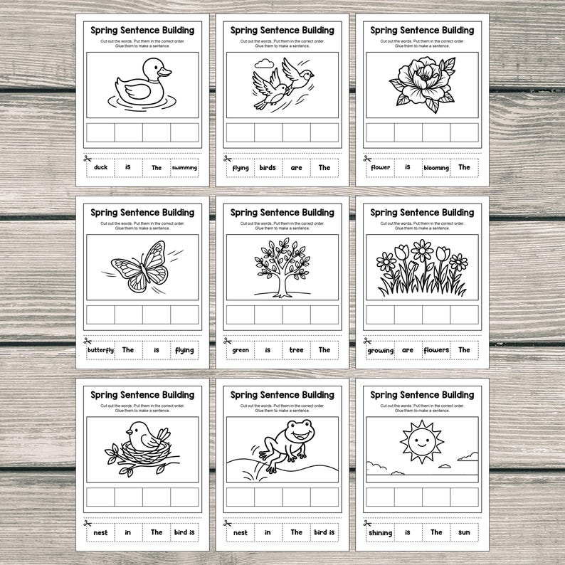 Spring Sentence Building Worksheets | 1st, 2nd Grade Literacy Center ...