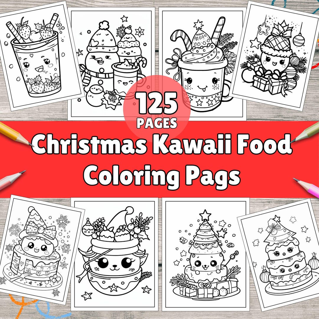 Christmas Coloring Pages for Kids Toddlers, Kawaii Christmas Coloring ...