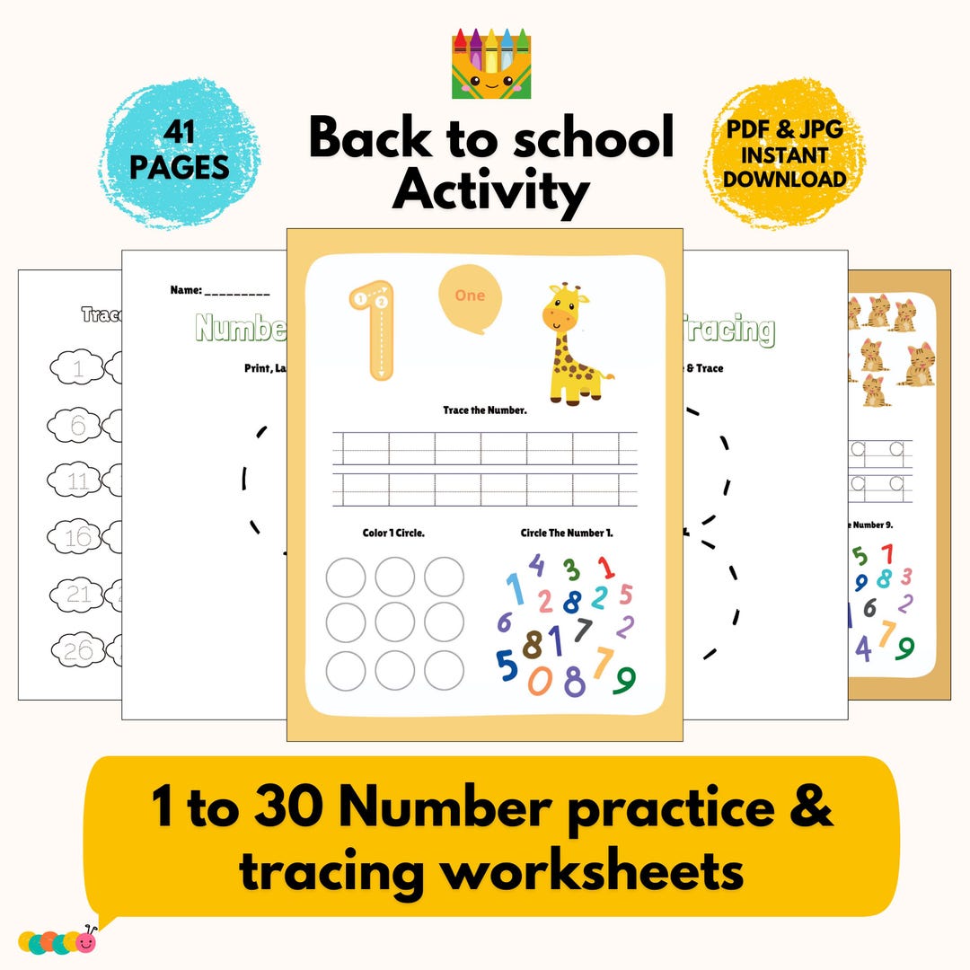 Number Worksheets, Preschool and Kindergarten Math Practice, 1 to 30 ...