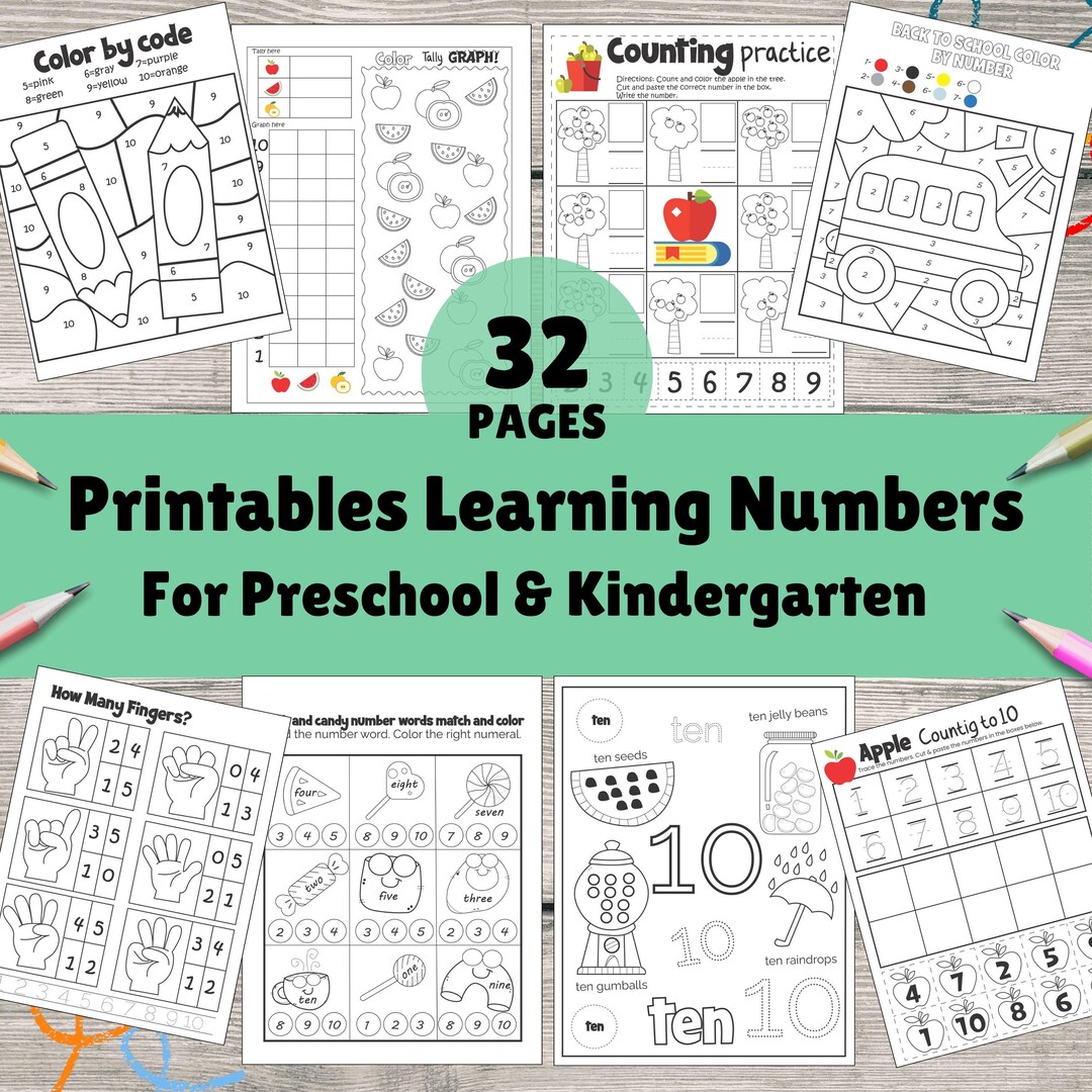 Preschool Math Worksheets: Number Tracing & Counting (32 Pages ...