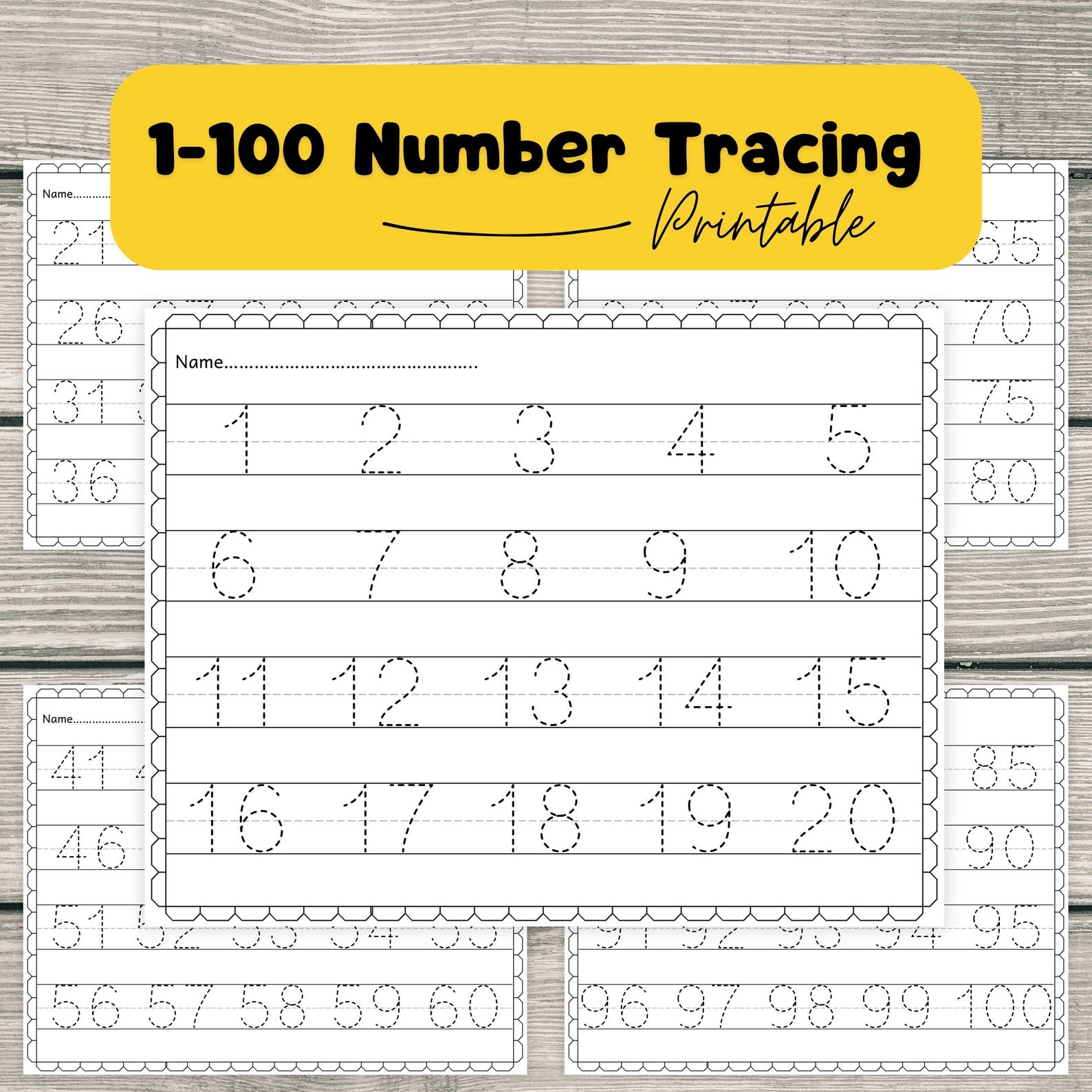 Numbers 1-100 Tracing Worksheet, Preschool & Kindergarten Learning ...