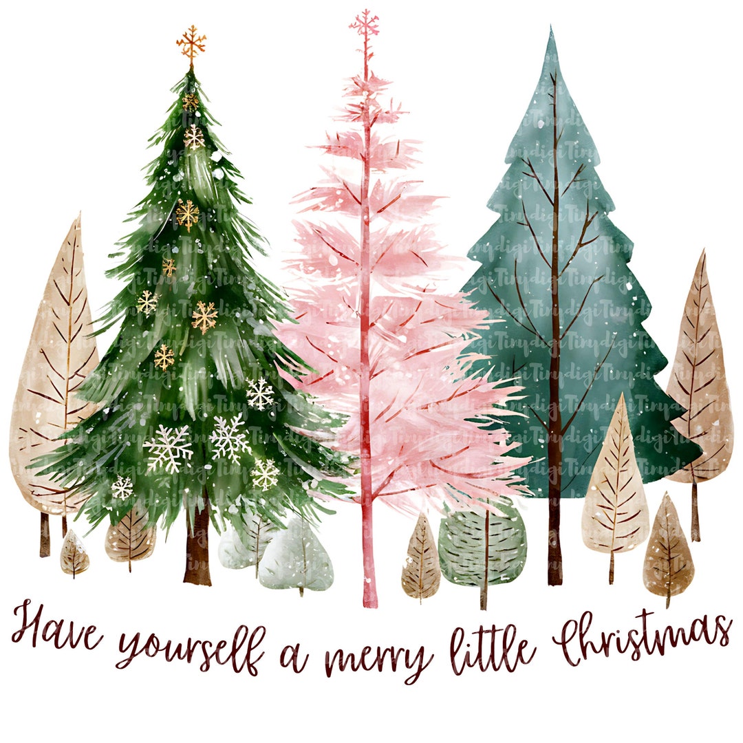 21 Christmas Trees Clipart Watercolor Christmas Landscape, High Quality ...