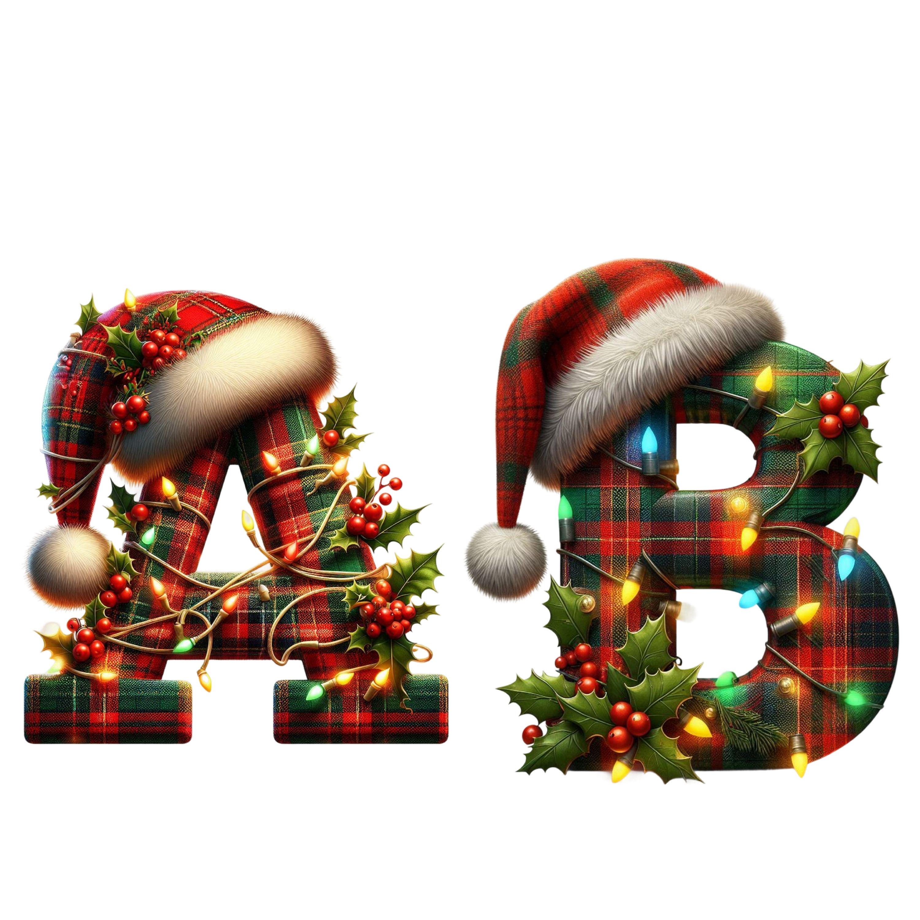 Christmas Letters, Christmas Numbers Bundle 36 PNG Clipart for DIY ...