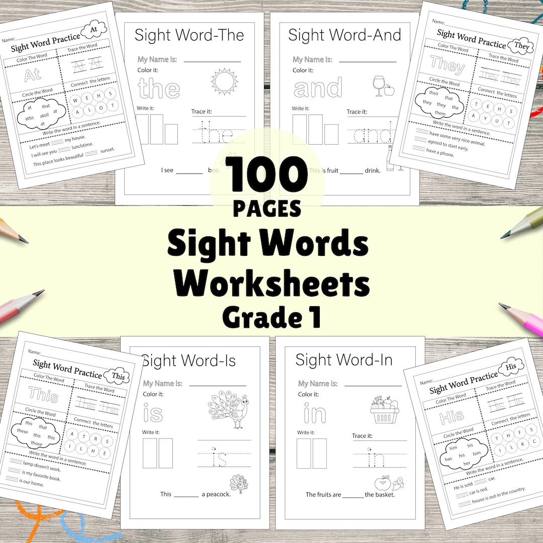 100 Sight Words Worksheets for 1st Grade | Printable Learning Activities | First Grade Phonics ...