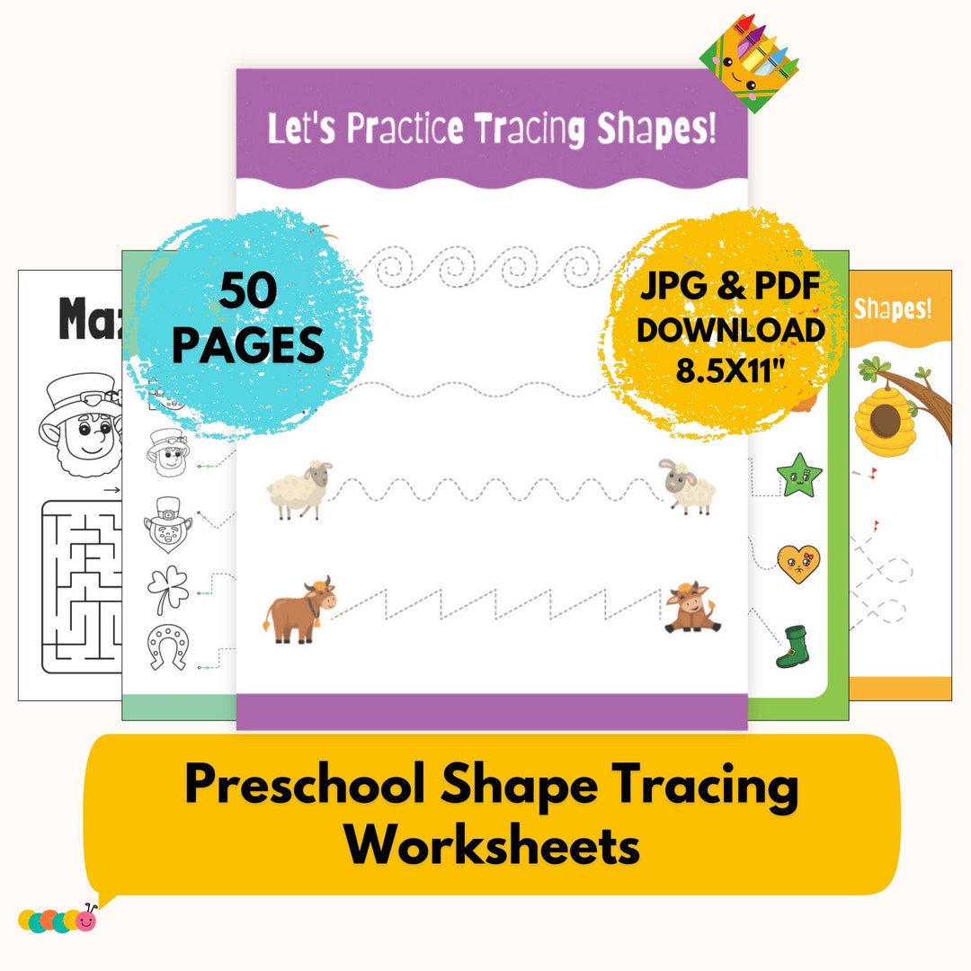 Preschool Shape Tracing Adventure: 50 Engaging Worksheets to Boost ...