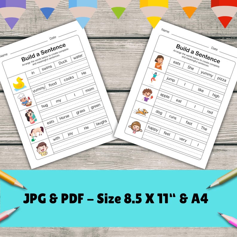Build a Sentence Worksheet for Kids - Printable Sentence Writing ...