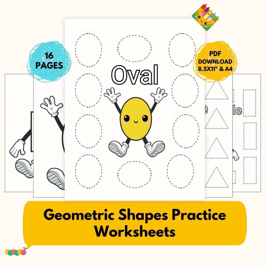 16 Printable Shapes Tracing Pages and Coloring Pages Worksheets for ...