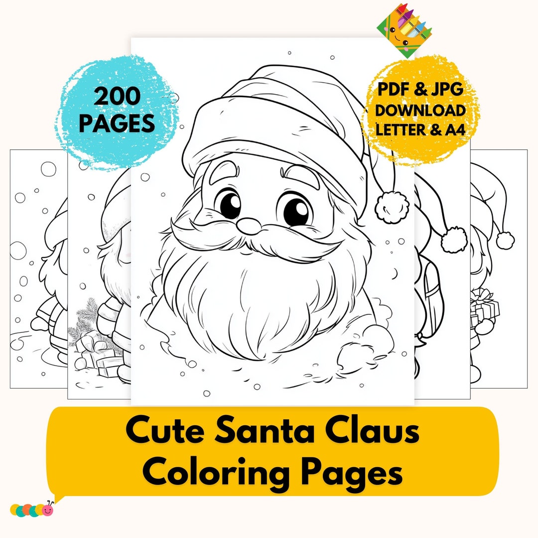Tiny Santa Coloring Pages Bold and Easy, 200 Minimalist Designs, Kids ...