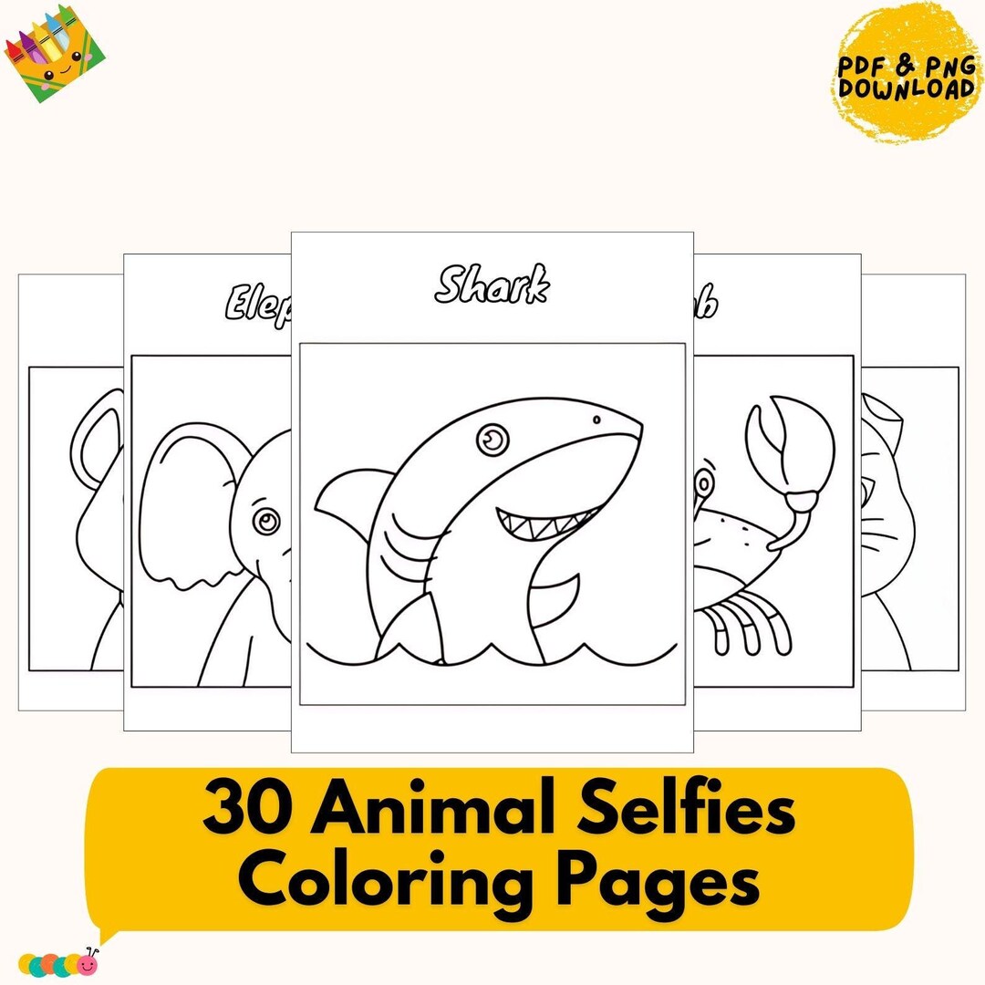 30 Cute and Fun Animal Theme Coloring Pages for Kids, Printable Cute ...