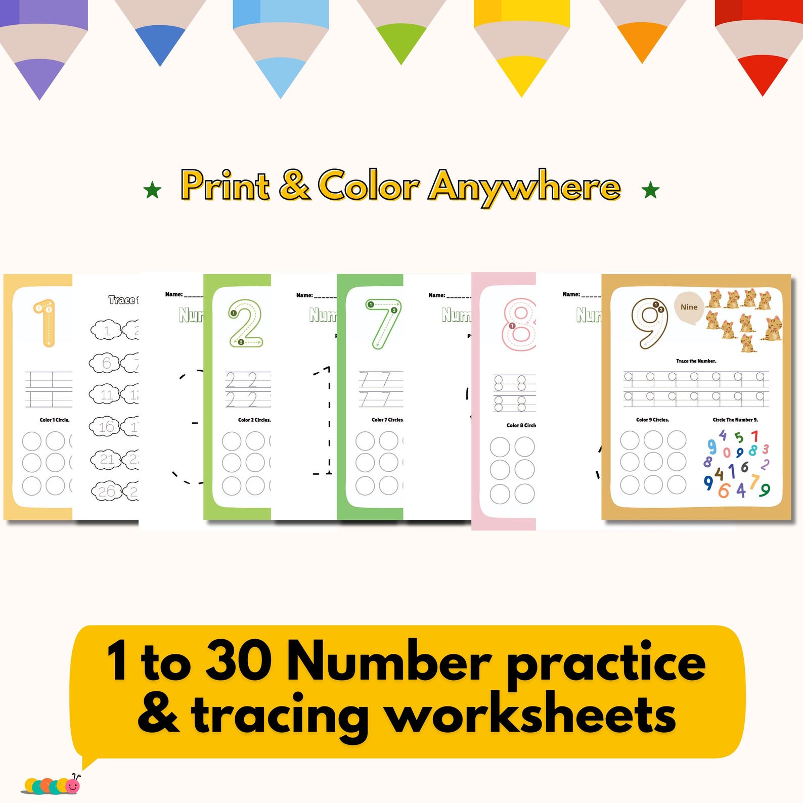 Number Worksheets, Preschool and Kindergarten Math Practice, 1 to 30 ...