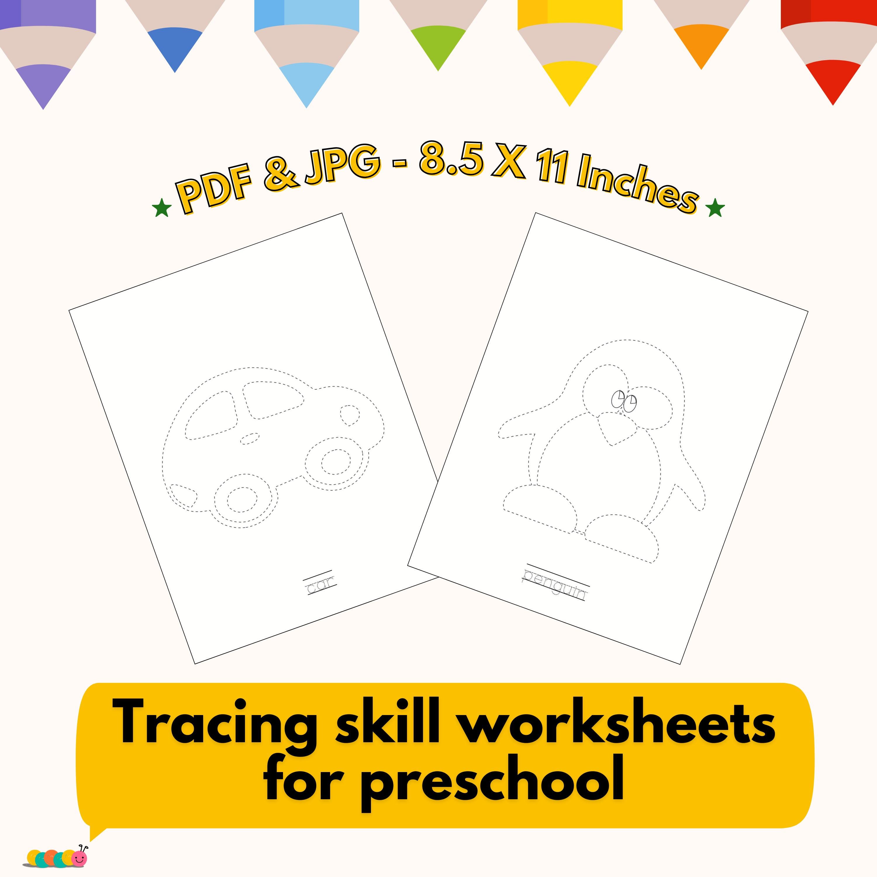 Tracing Skill Worksheets for Preschool, Tracing Worksheets, Preschool ...
