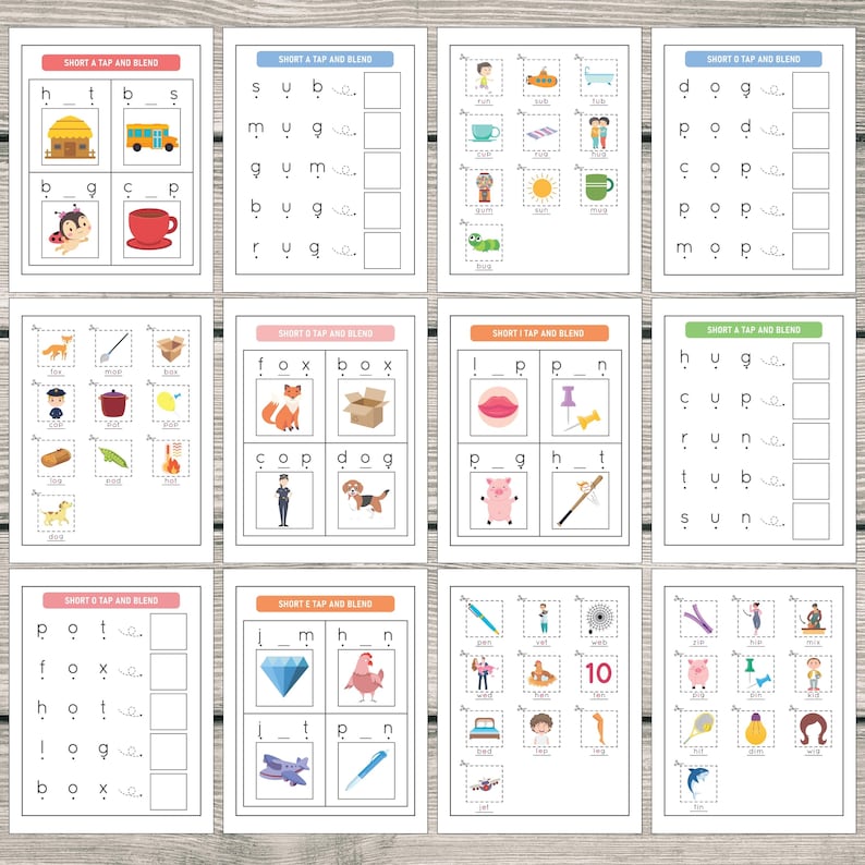 Kindergarten CVC Word Worksheets - 20 Pages | Short Vowel Sounds Bundle ...
