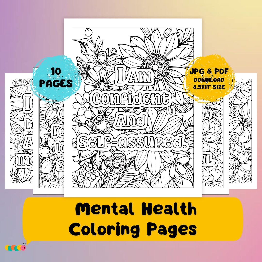 Mental Health Coloring Pages | Anxiety Relief Worksheets | Mindfulness ...